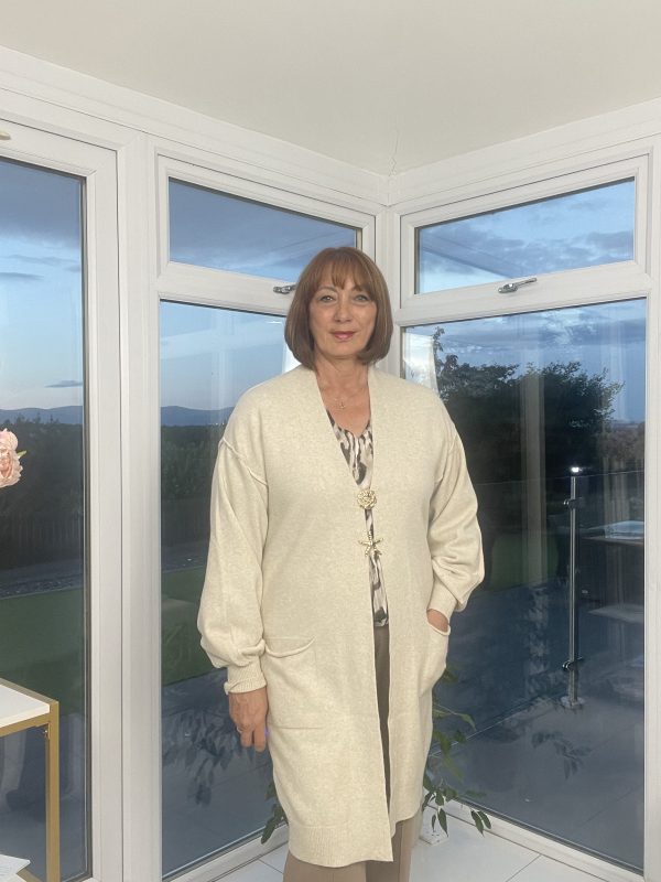 Leila Stone Longline Cardigan with Brooch Fastenings - Patricia's Boutique